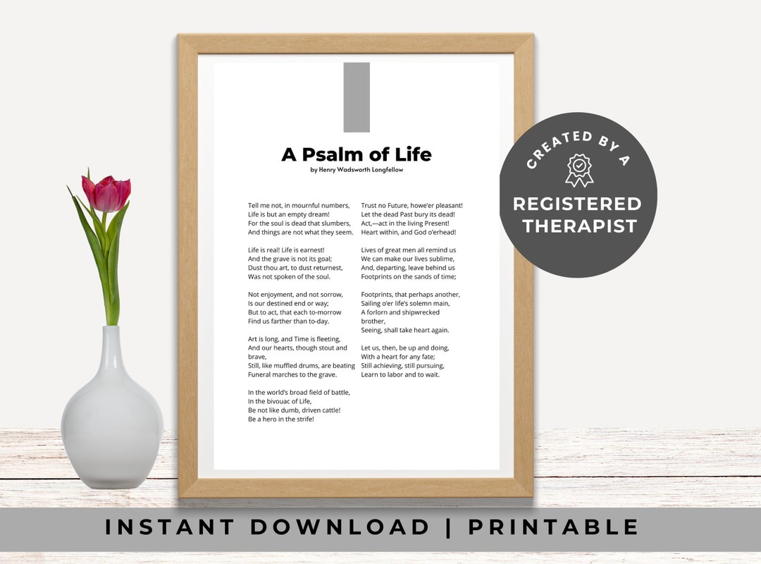 A Psalm of Life Poem Printable, Henry Wadsworth Longfellow, Minimalist ...