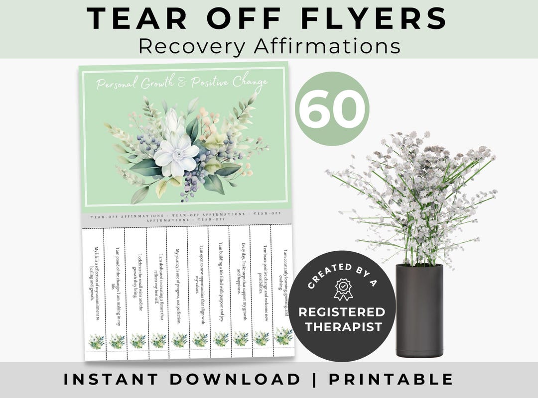 Recovery Affirmation Tear-off Flyer, Relapse Prevention Reminder ...