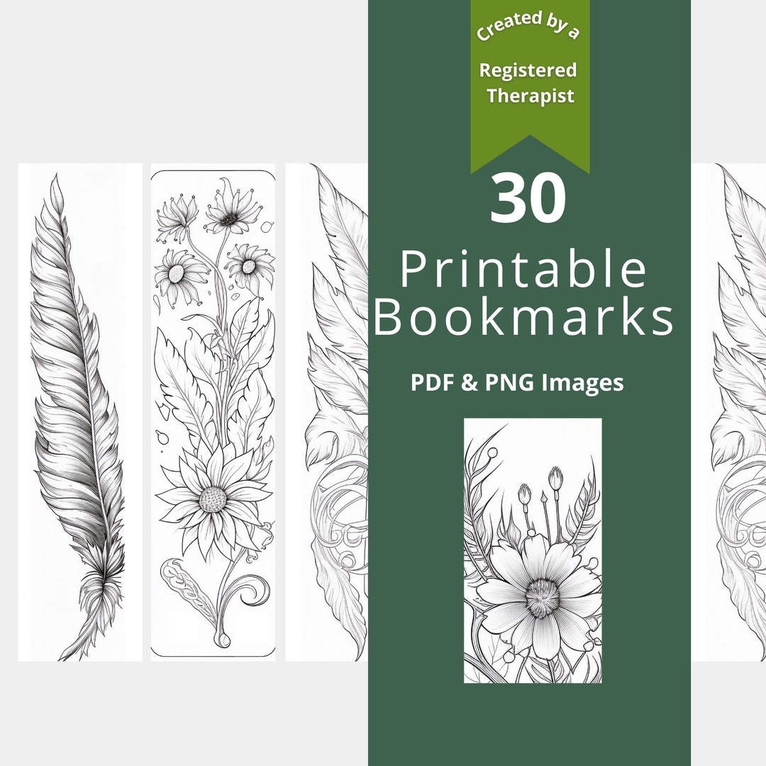 Mindfulness Coloring Bookmarks, Feathers & Flowers Colouring, Grounding ...