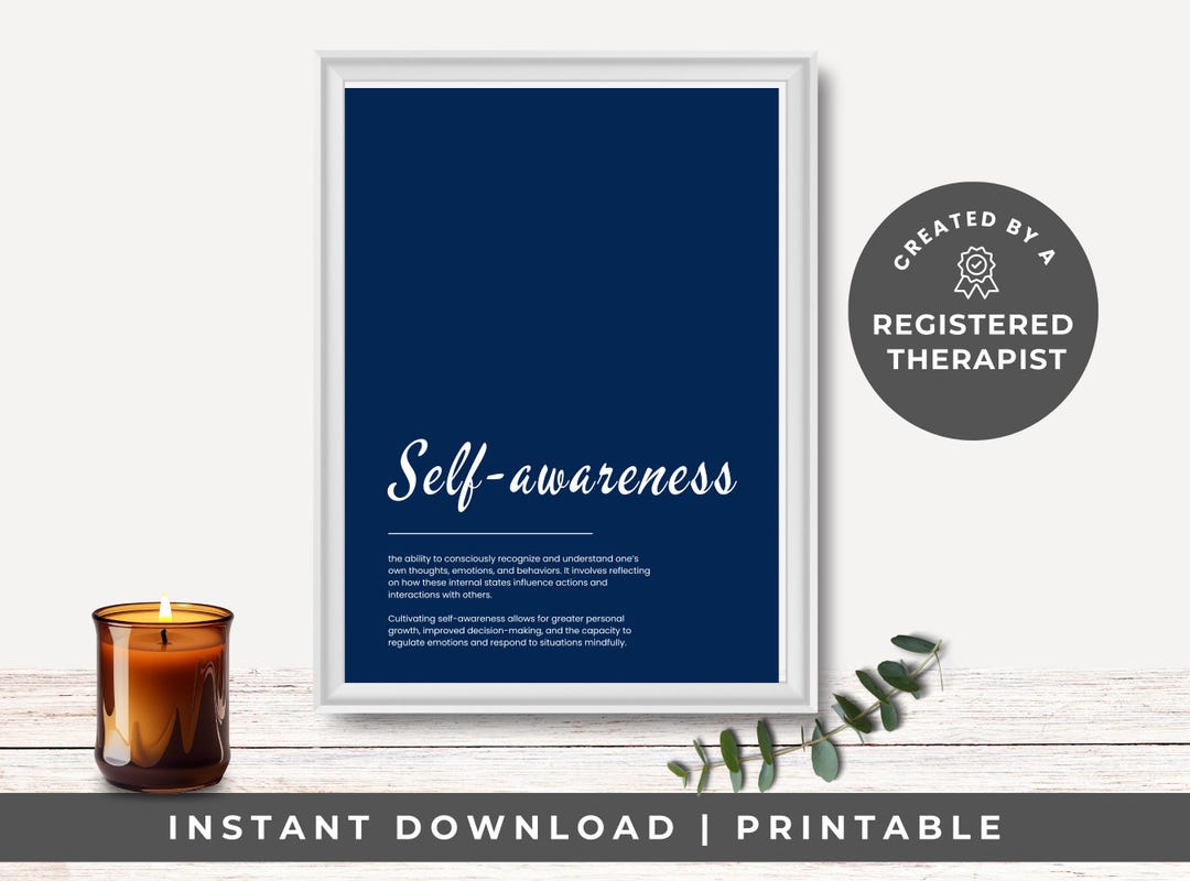 Self Awareness Definition Poster, Blue Definition Print, Self-awareness ...