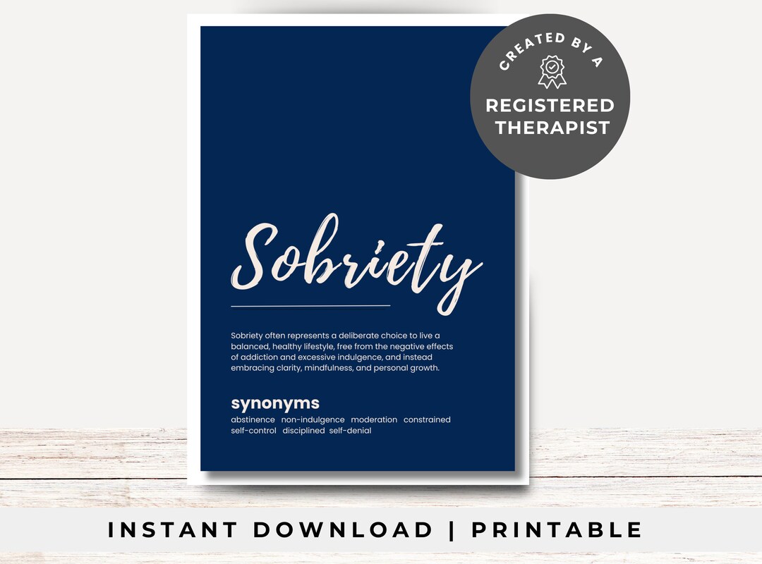 Sobriety Wall Art, Sobriety Definition Poster, Addiction Therapist Wall ...