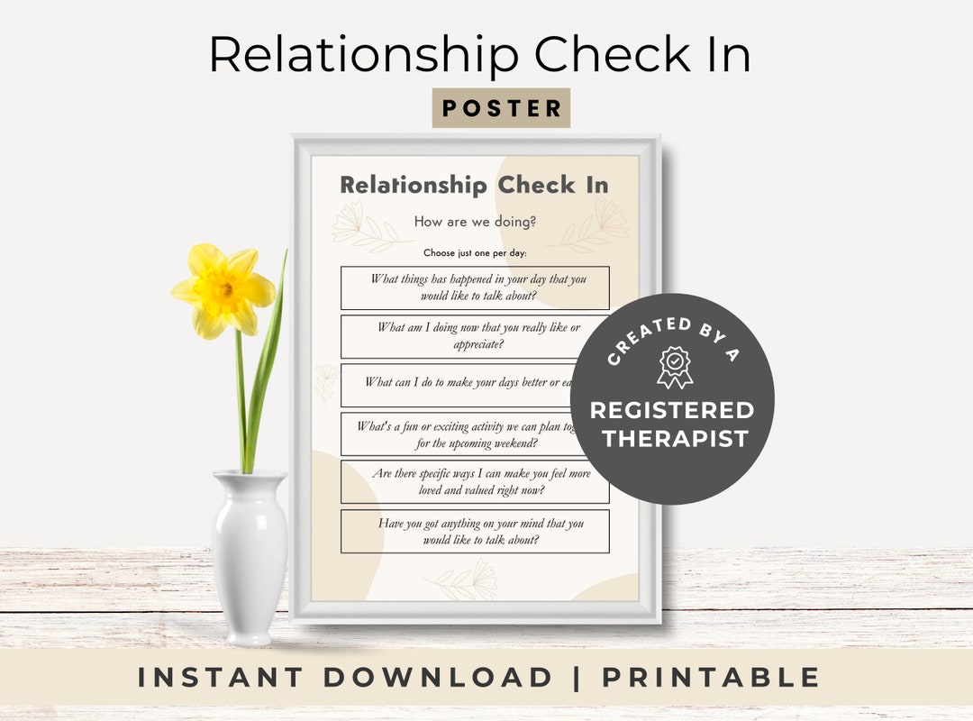 Relationship Check in Poster, Couples Date Night Questions Printable ...