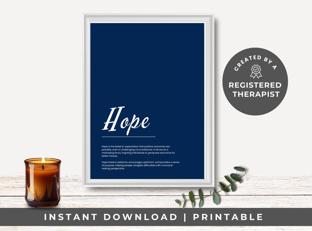 Hope Definition Poster, Psychology Poster in Blue, Printable Therapy ...