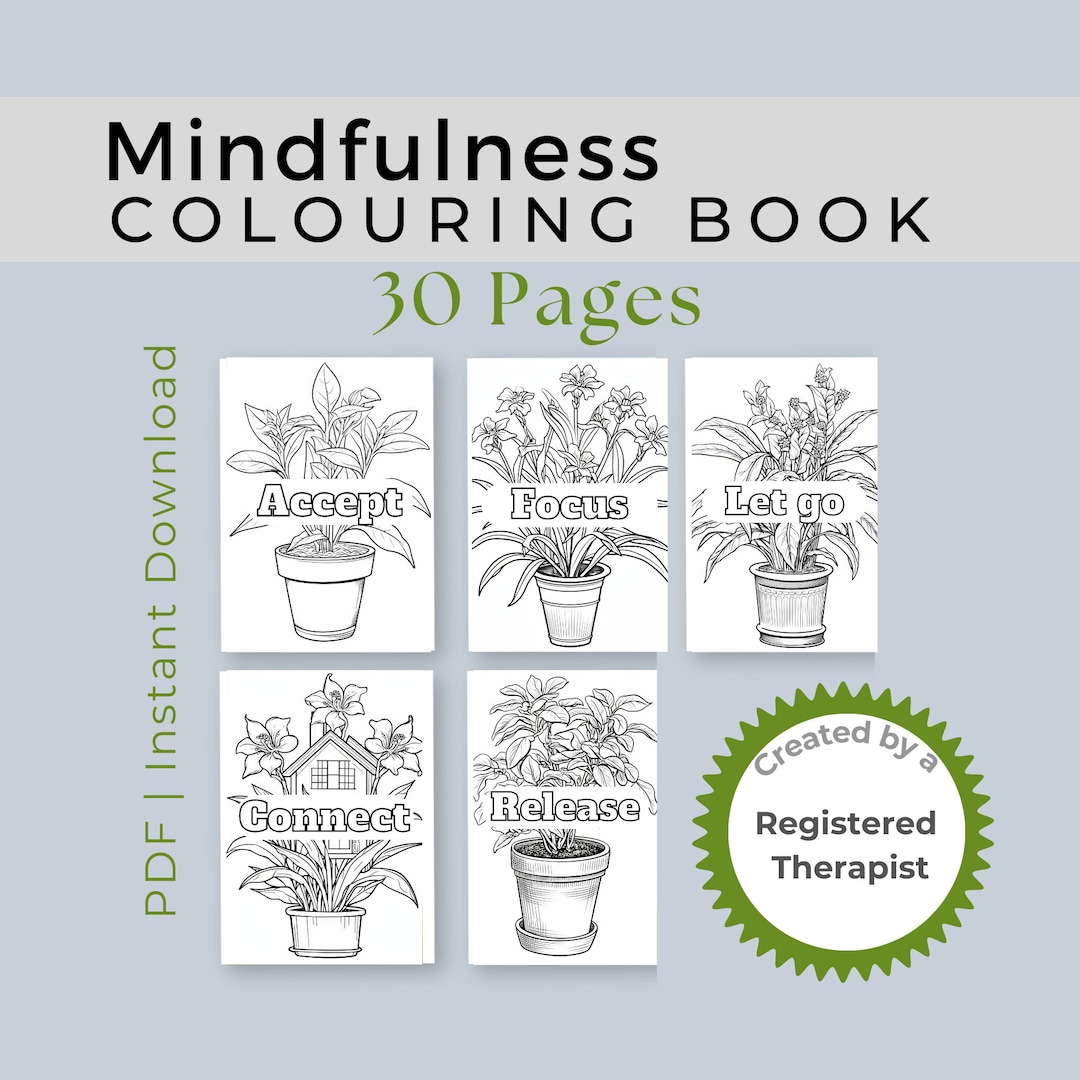 Mindfulness Coloring Pages Printable Pdf Mental Health Care - Etsy