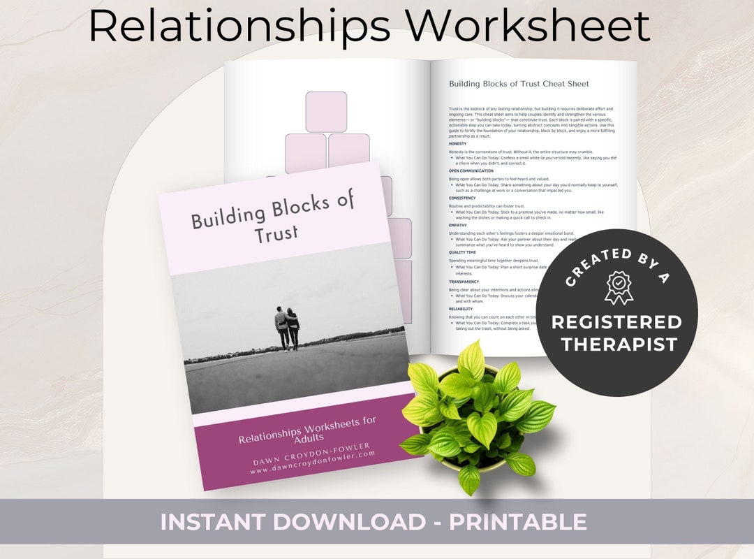 Relationship Therapy Worksheets, Building Blocks of Trust Worksheet ...