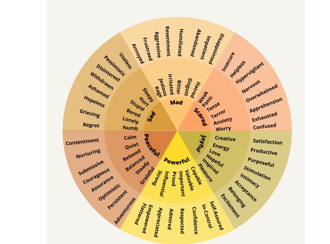 Feeling Wheel Poster, Colorful Design Counselling Room Decor, Emotional ...