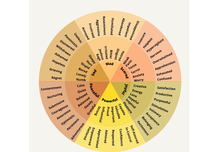 Feeling Wheel Poster, Colorful Design Counselling Room Decor, Emotional ...