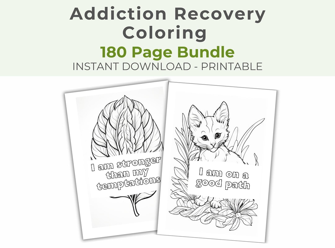 Addiction Coloring Bundle, Recovery Activity Sheets, Adult Coloring ...