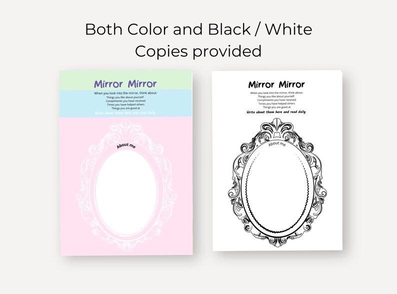 Self Esteem Activities for Teens, Pastel Mirror Mirror Worksheet ...