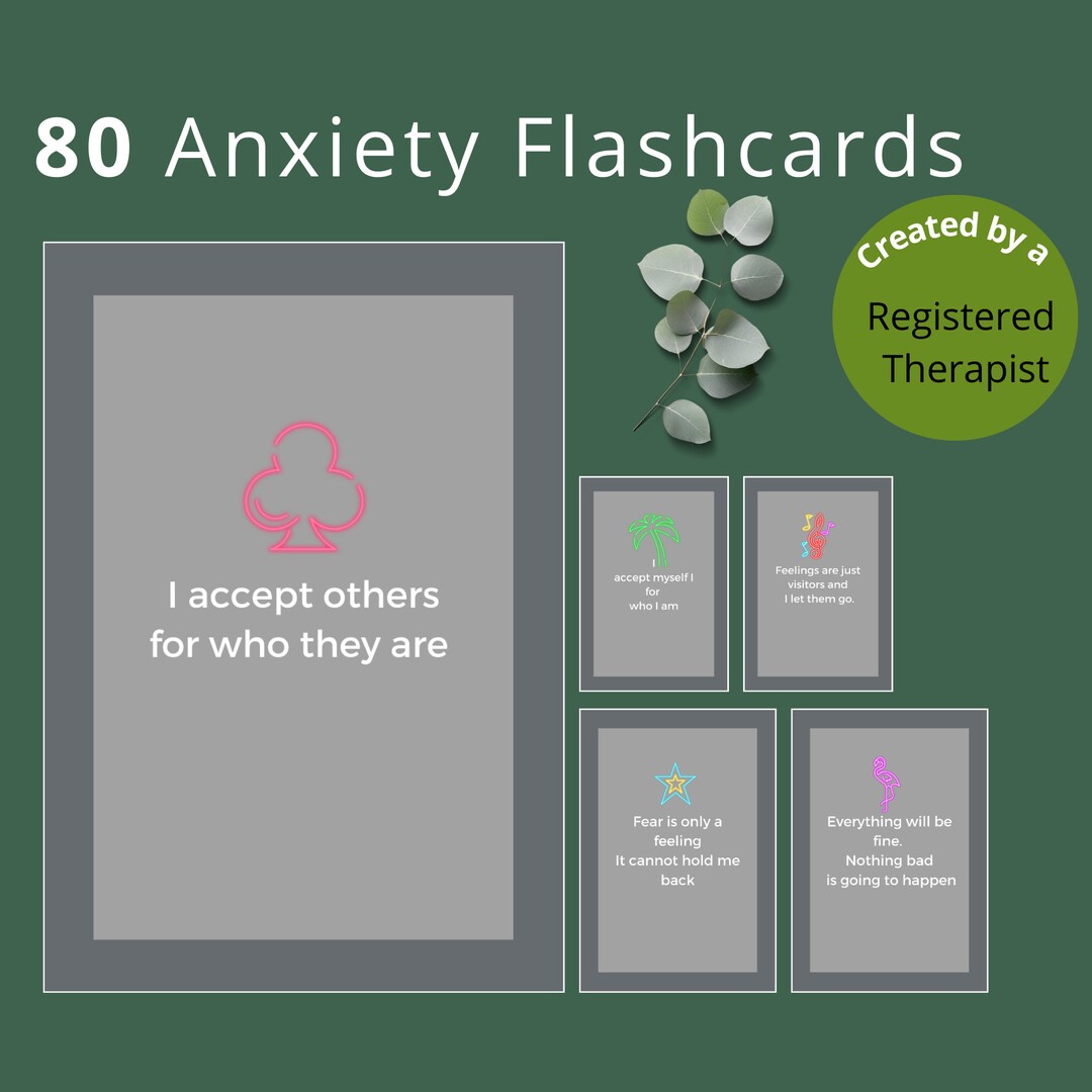 Positive Affirmation Cards for Anxiety, Anxiety Coping Statement Cards ...