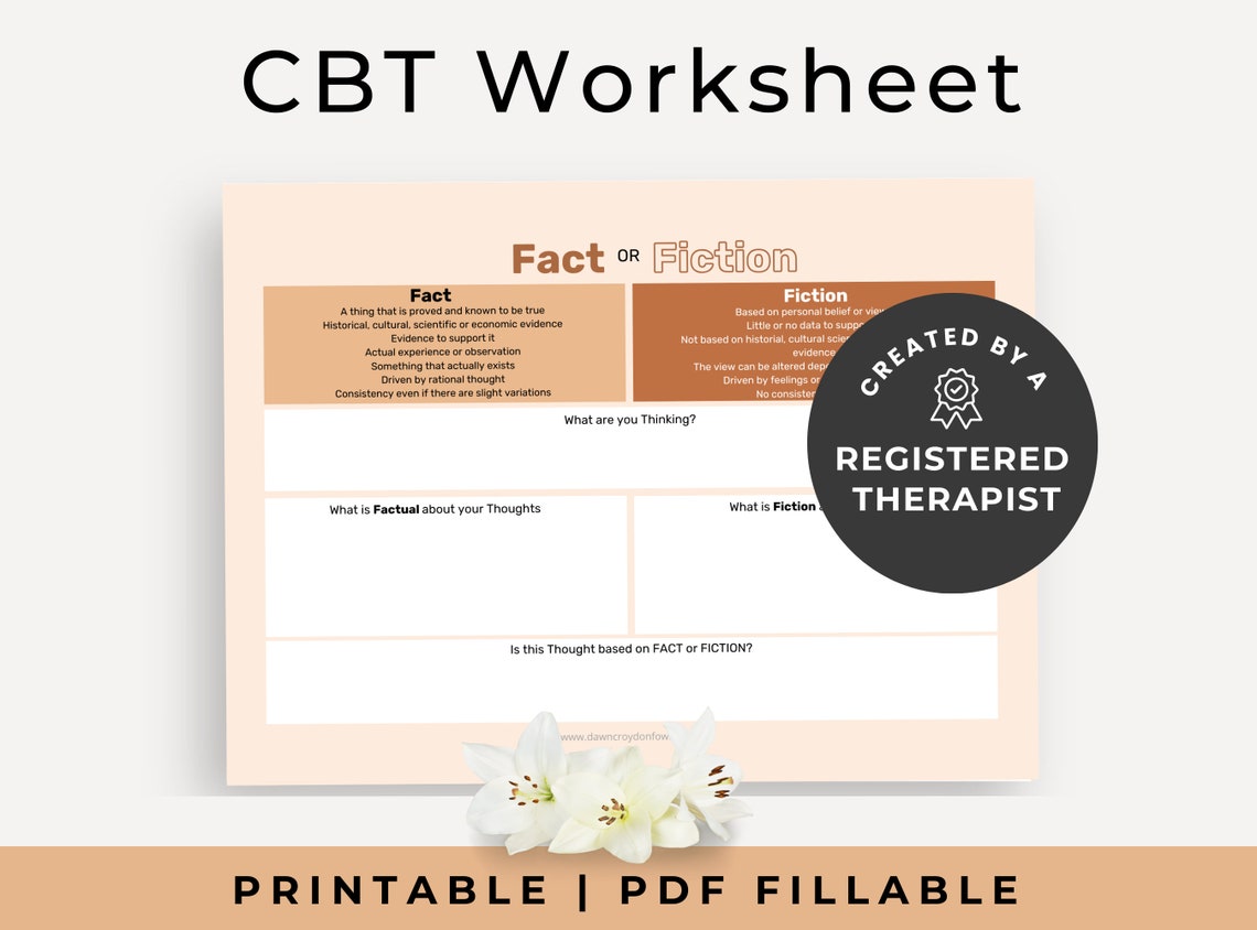 Cognitive Behavioral Therapy Worksheet, Fact or Fiction PDF, Change ...