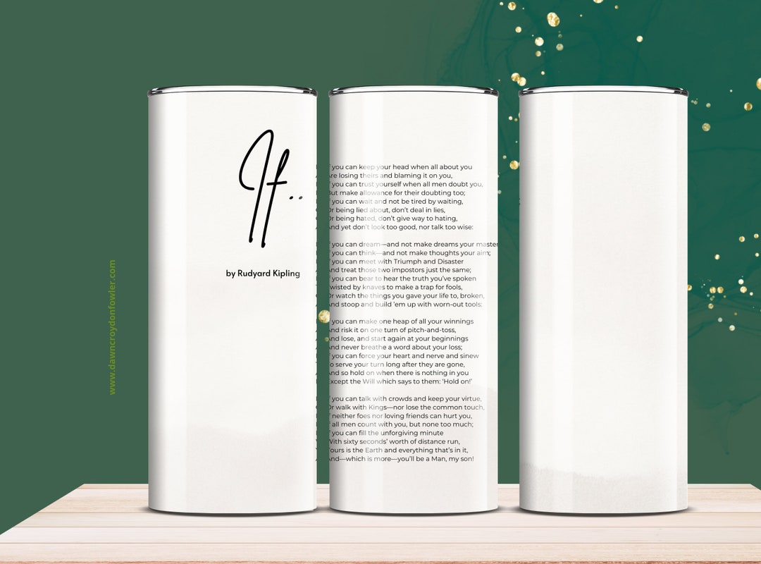 Rudyard Kipling Tumbler Wrap, Poetry Minimalist Sublimation Design ...