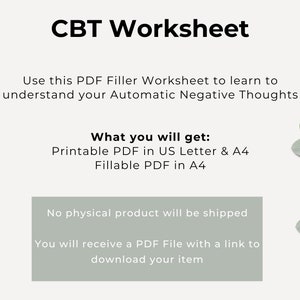 Cognitive Behaviour Worksheets, Automatic Negative Thoughts Technique ...