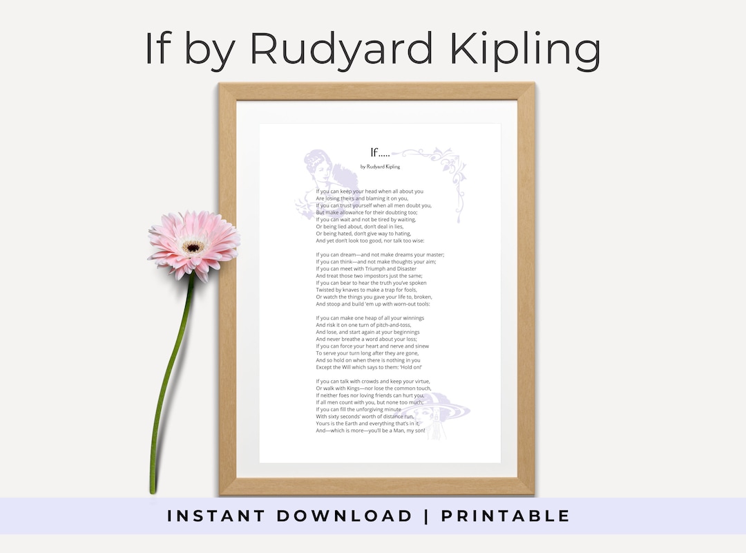 If Poem by Rudyard Kipling, If Poem PDF, Poem for Dad, Poetry Printable ...