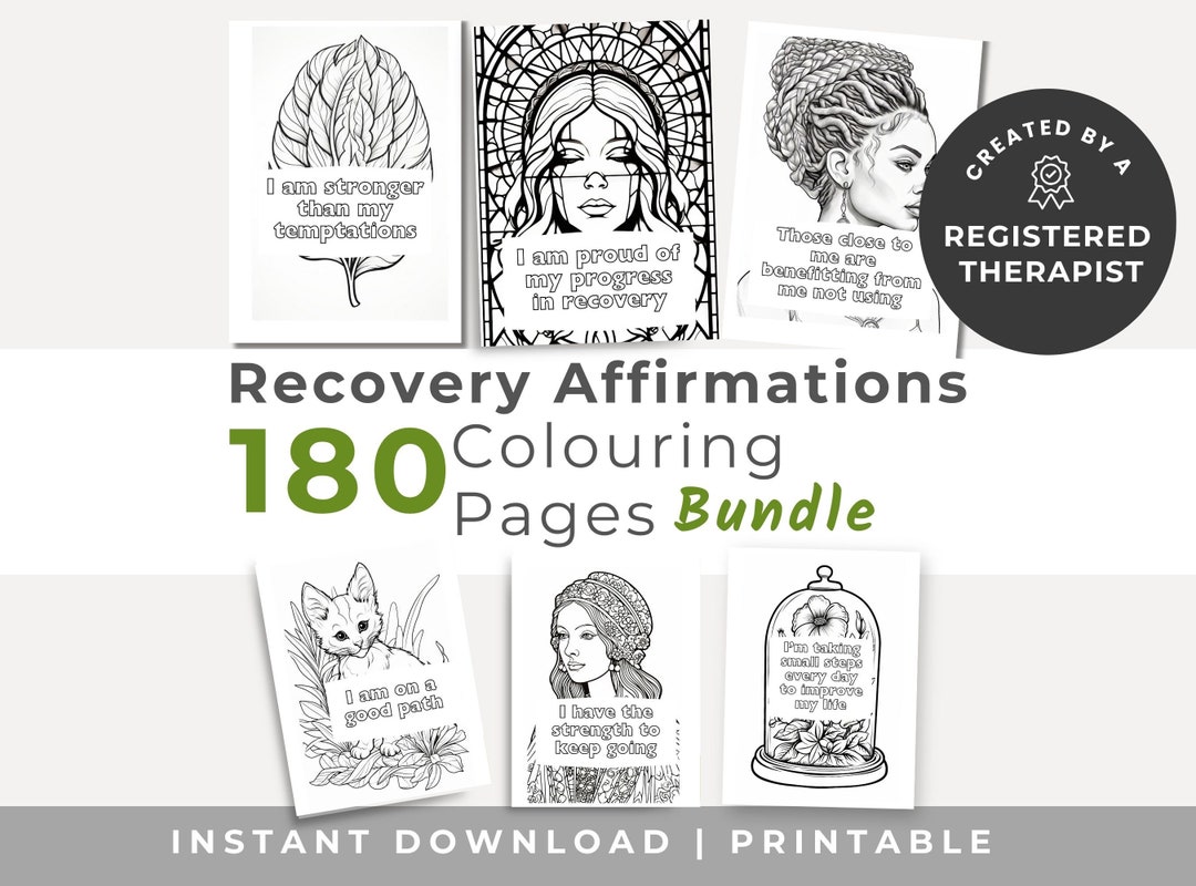 Addiction Coloring Bundle, Recovery Activity Sheets, Adult Coloring ...