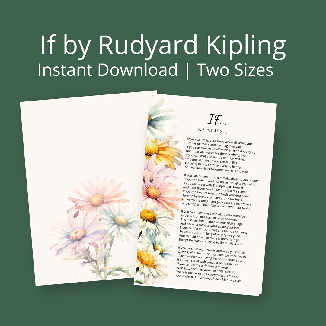 If Poem by Rudyard Kipling, Digital Greeting Card Downloads, Mental ...