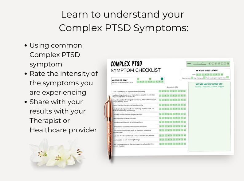Complex PTSD Worksheet, CPTSD Daily Checklist, Trauma Coping Skills ...
