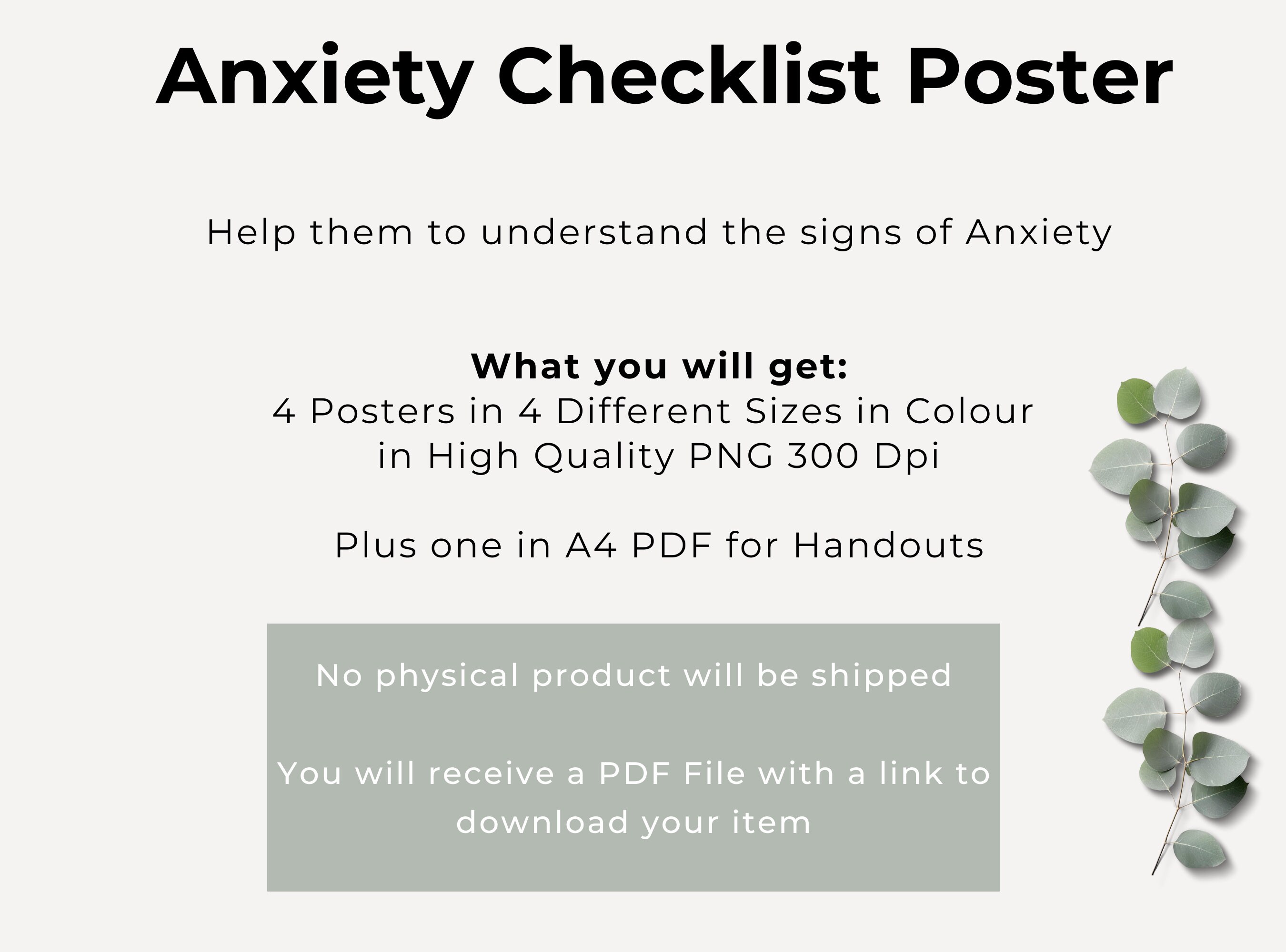 Anxiety Checklist Poster, Floral Mental Health Check in Infographic for ...