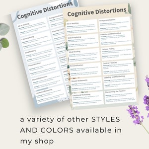 Cognitive Distortions Poster, Pink Therapy Room Decor, CBT Self Help ...