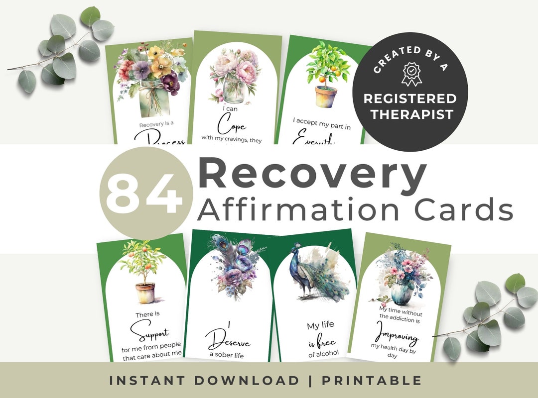 Addiction Recovery Affirmation Cards, Floral Printable Design, CBT ...