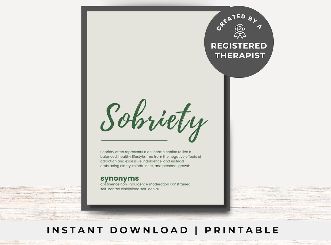 Sobriety Definition Poster, Addiction Therapist Office Decor, Narcotics ...