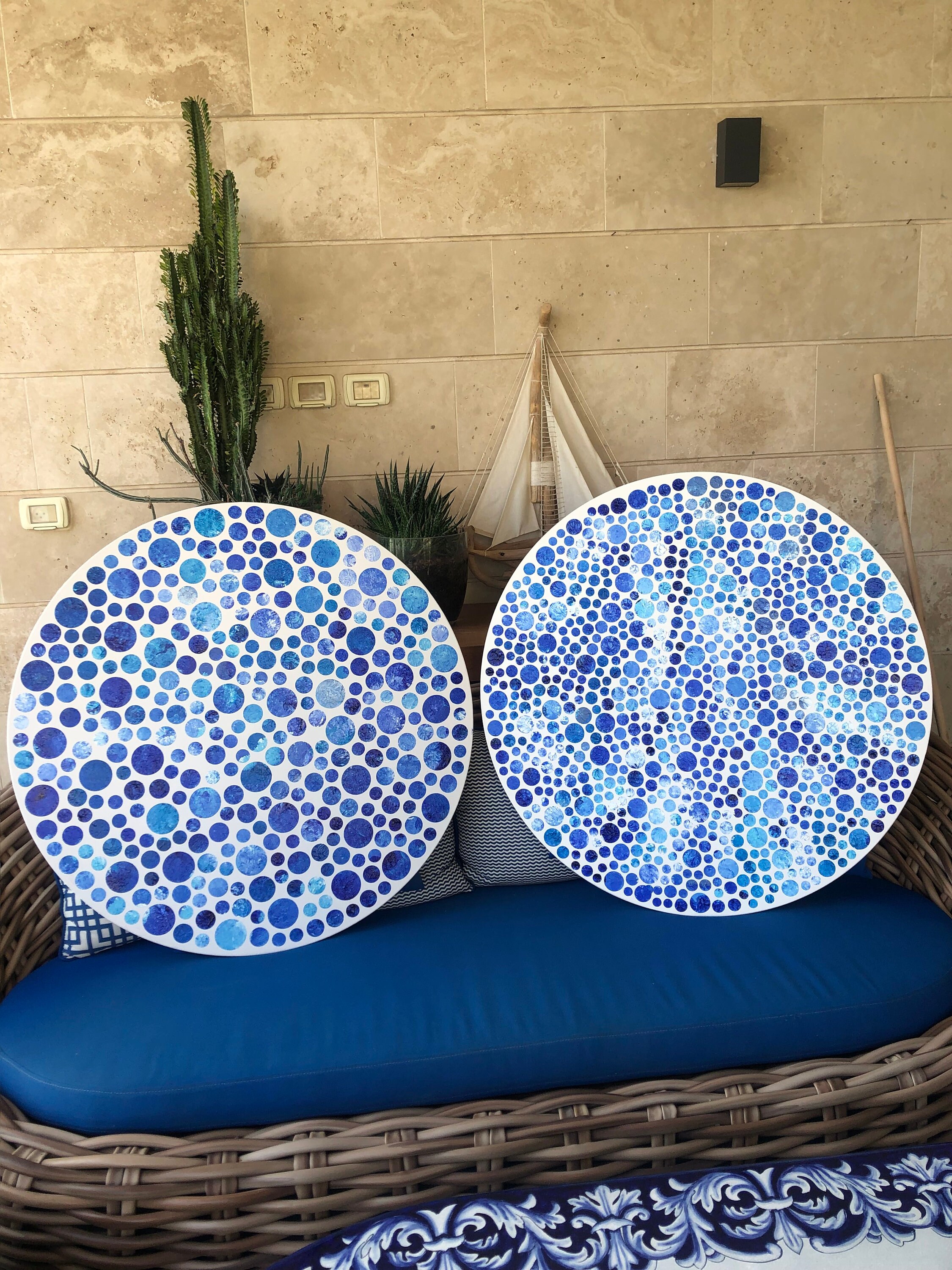 Handmade Rounded Canvas Dotted Painting With Acrylic Rainbow Colors - Etsy