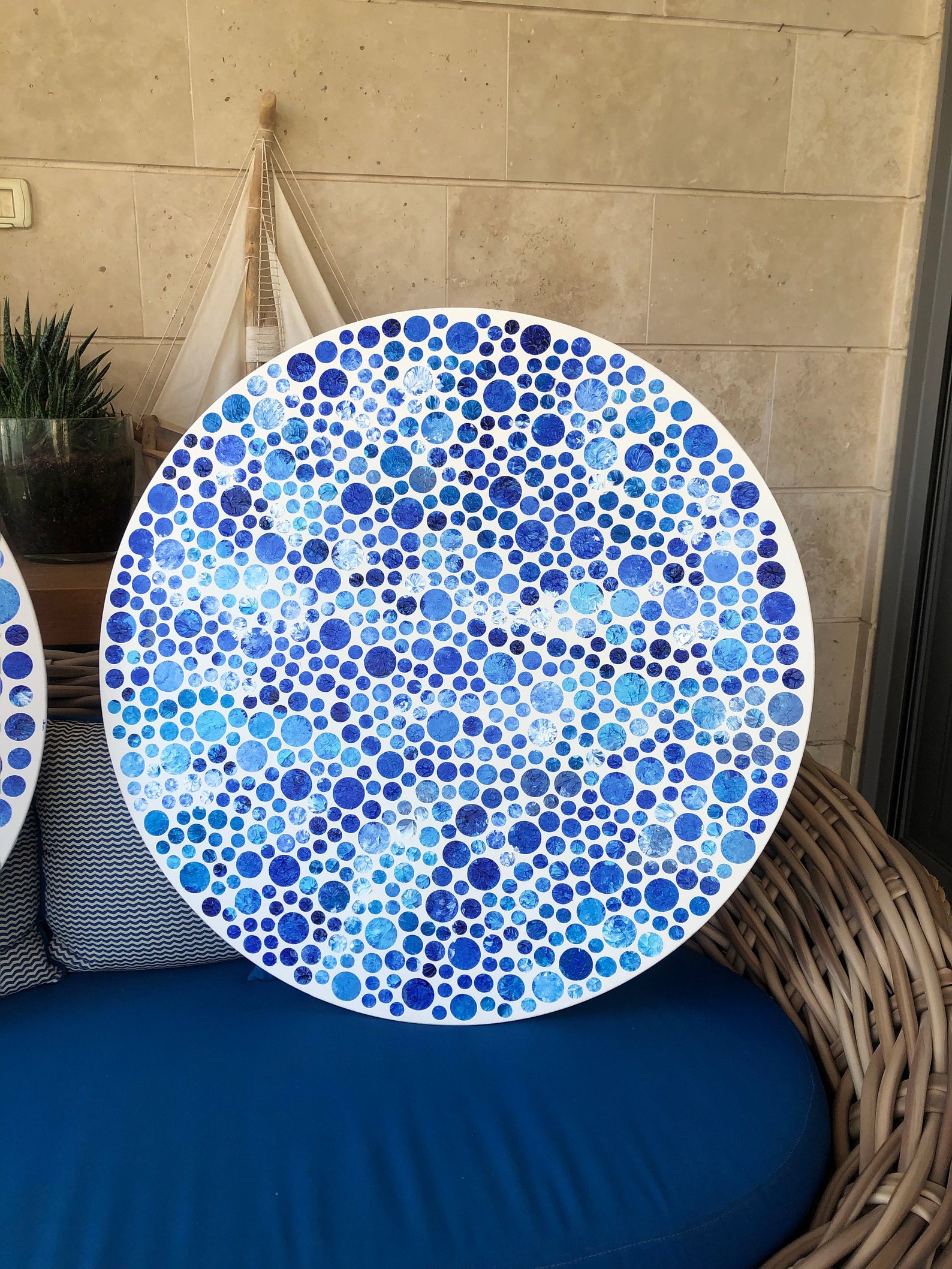 Handmade Rounded Canvas Dotted Painting With Acrylic Rainbow Colors - Etsy