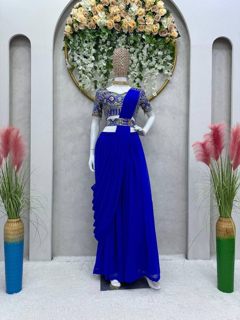 Blue Color Designer Plazo Set With Dupatta and Belt , Premium Designer ...