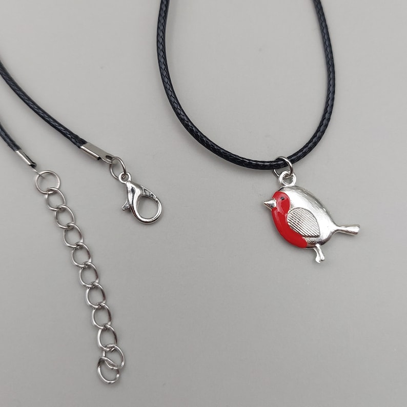 Hand-painted Red Robin Necklace. A Tibetan Silver Charm on an ...
