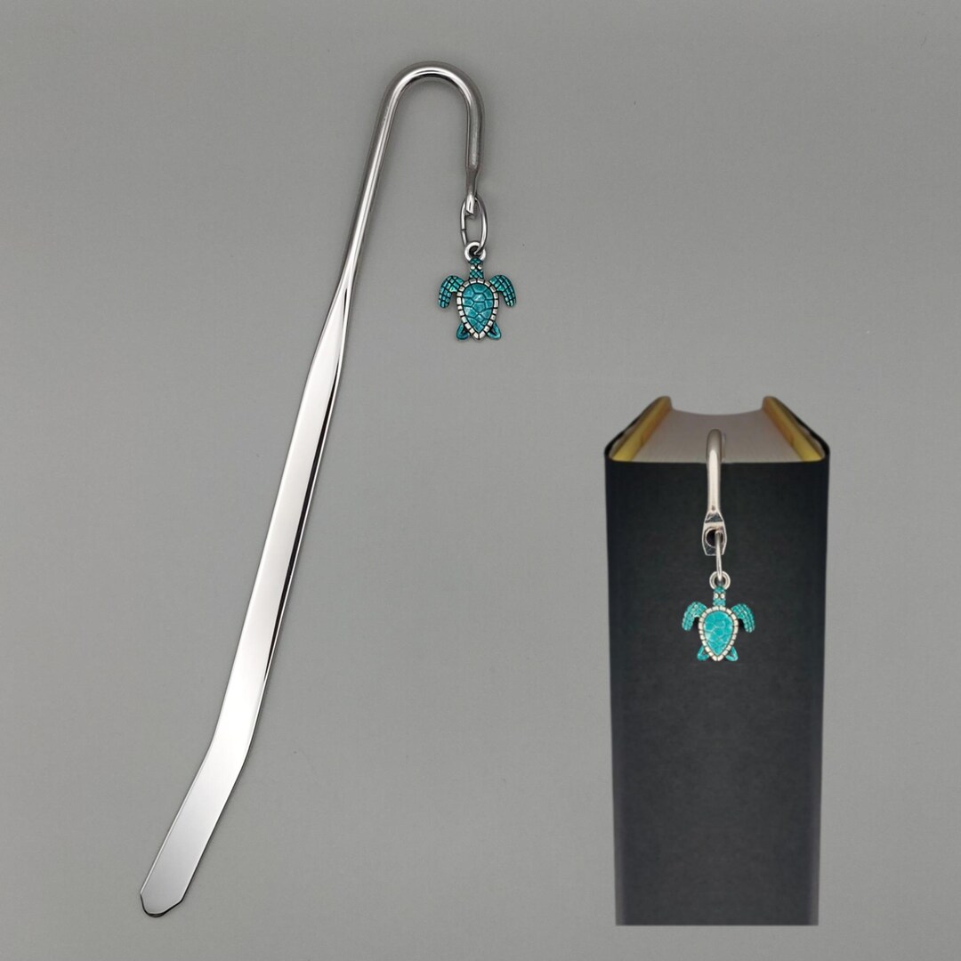 Turtle Bookmark – Tibetan Silver Charm on a Metal Book Marker, Includes ...