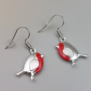 Hand-painted Red Robin Necklace. A Tibetan Silver Charm on an ...