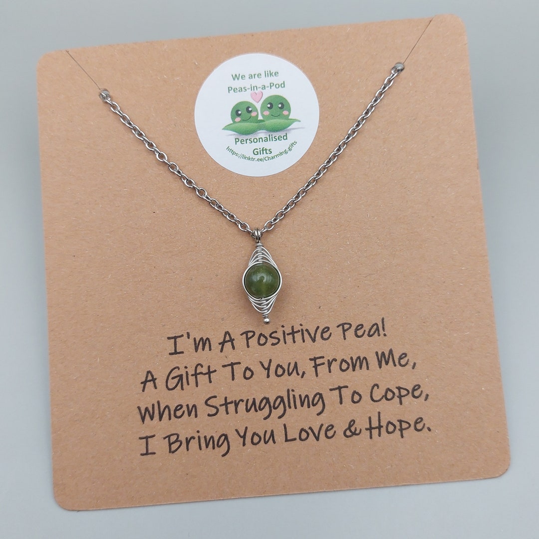 Positive Pea Necklace, Green Jade Gemstone Jewellery,personalised ...