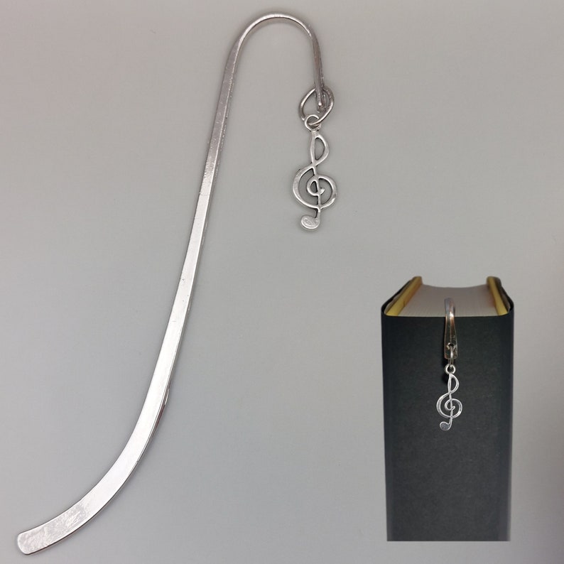 Treble Clef Music Note Bookmark, A Tibetan Silver Charm on a 12cm Metal ...