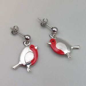 Hand-painted Red Robin Necklace. A Tibetan Silver Charm on an ...