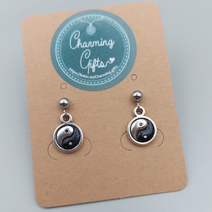 Hand-painted Yin Yang Bookmark. A Tibetan Silver Charm on a 12cm Metal ...