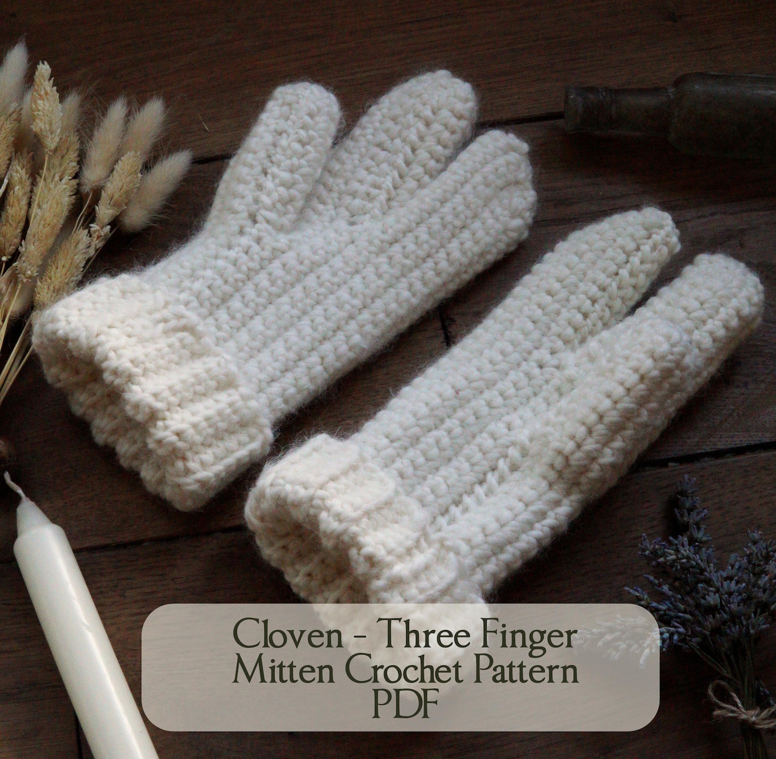 Cloven - Three Finger Mittens Crochet Pattern PDF - Medieval Style ...