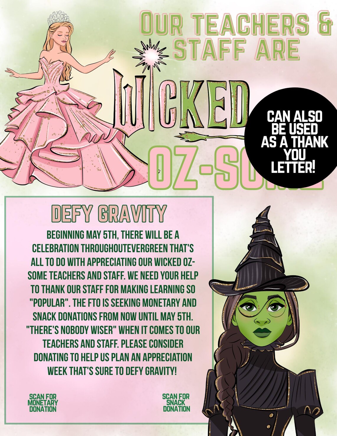 Wicked Teacher/staff Donation Letter EDITABLE CANVA TEMPLATE - Etsy