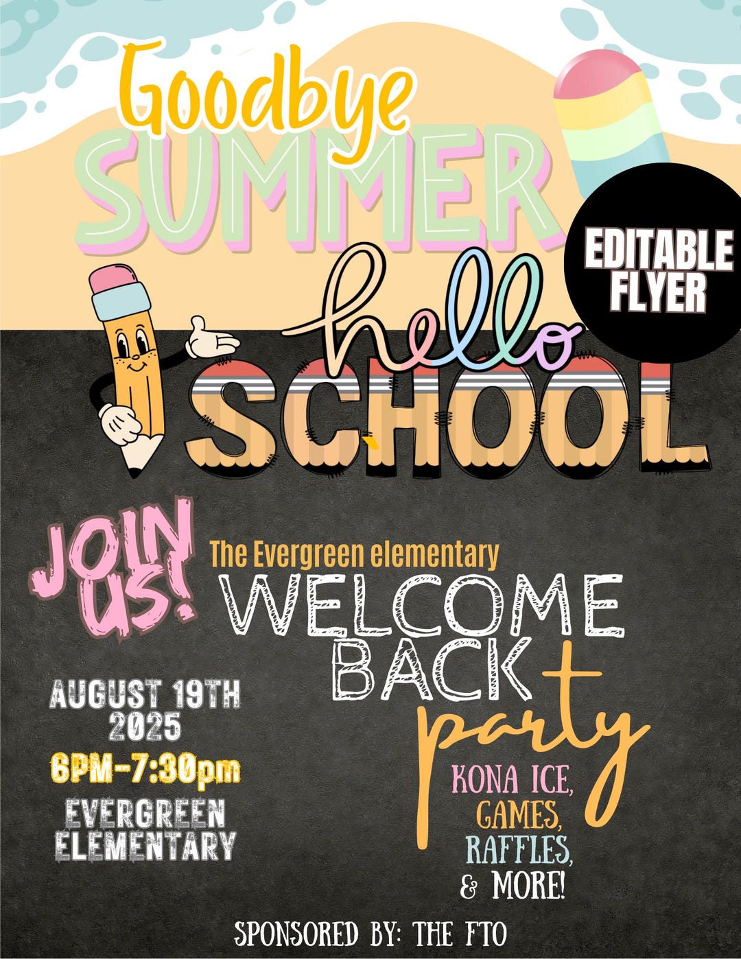 Welcome Back to School Party Editable Flyer, Canva Template, School ...