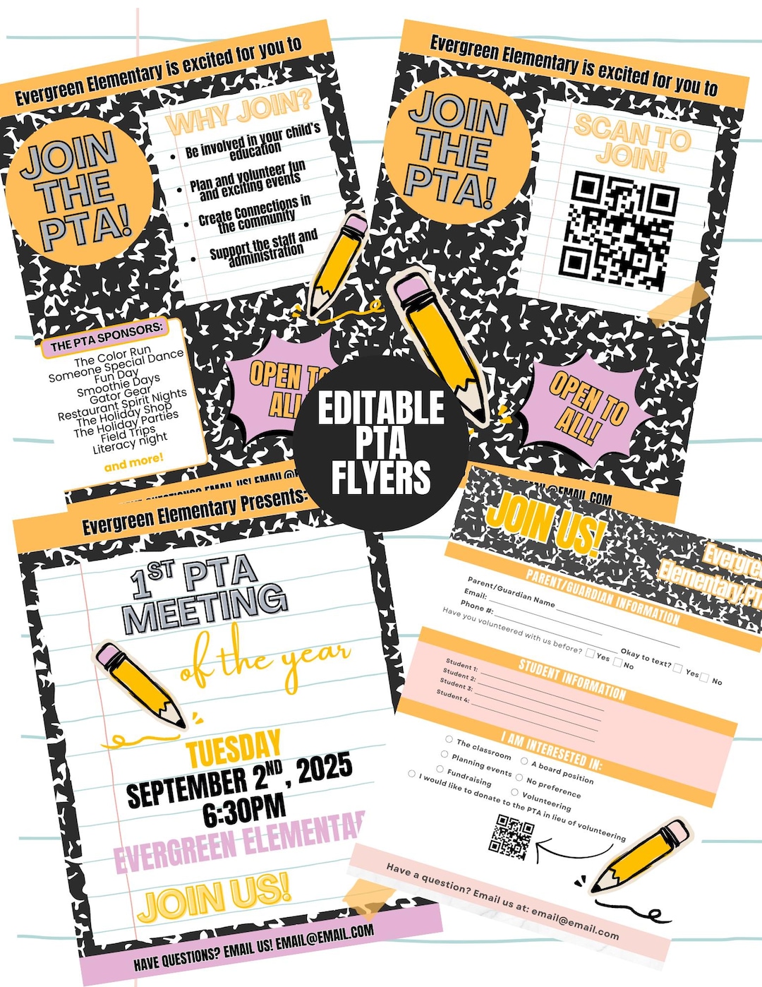 PTO/PTA Membership Join Us Flyer and Meeting Flyer Membership Form ...