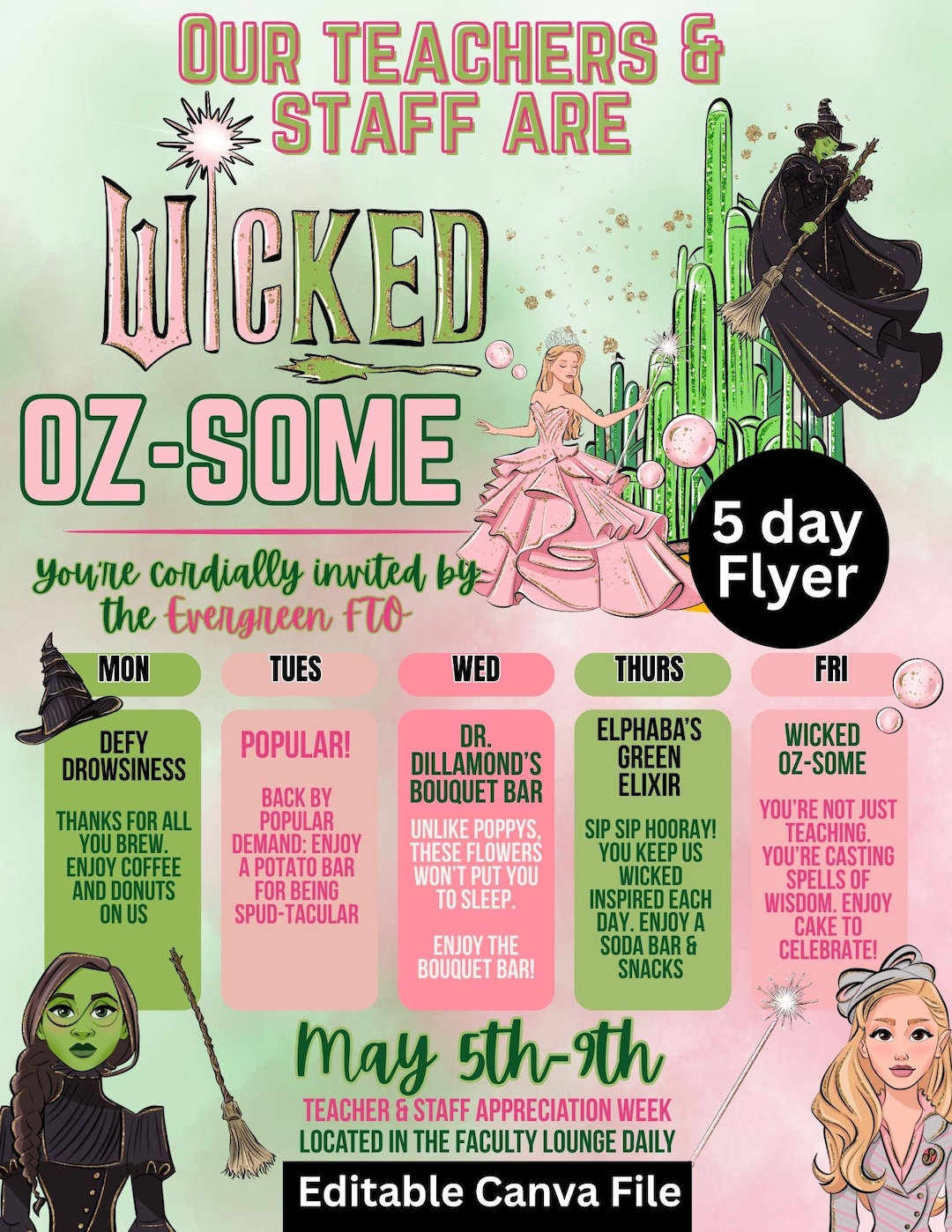 Teacher Appreciation Digital Flyer, Wicked, Staff Customizable ...