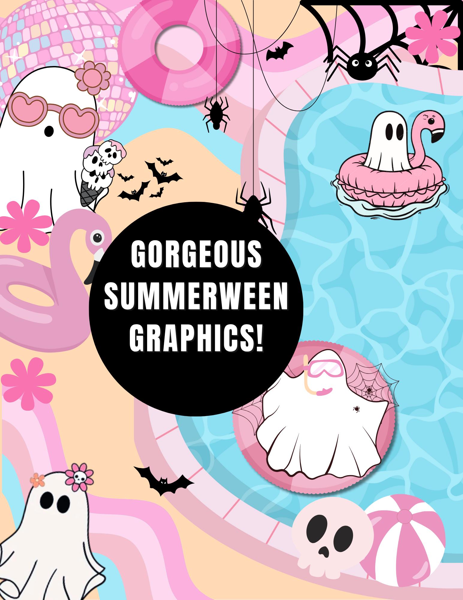 Editable Summerween Boo Day Invitation, Summer Ghost Pool Party ...