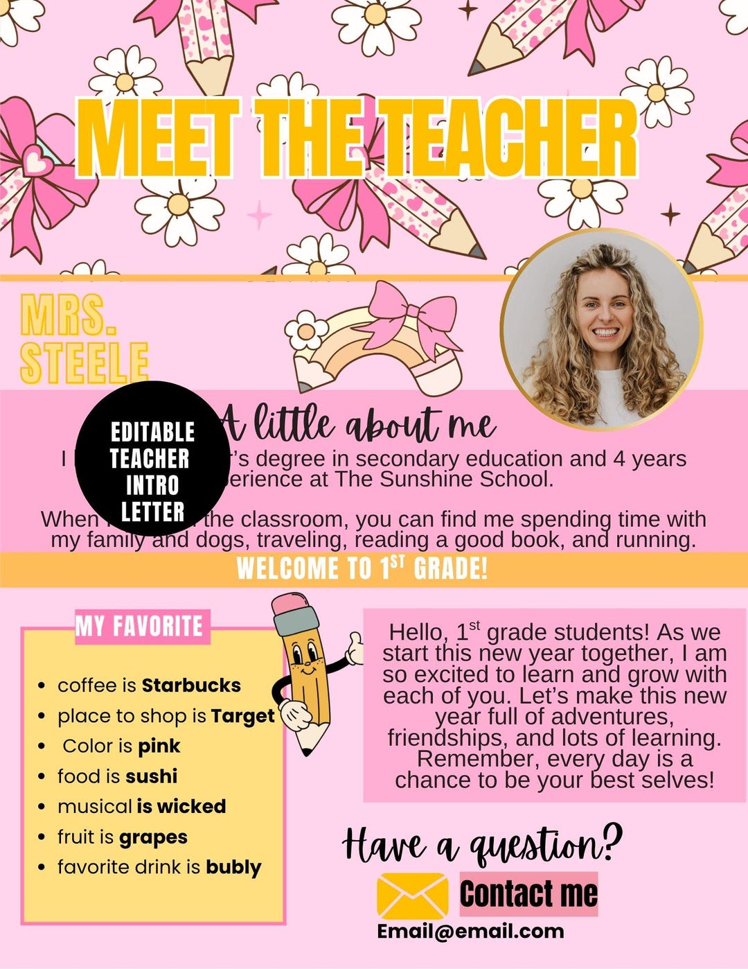 Editable Teacher Introduction Letter, Teacher Welcome Letter, PTO Board ...