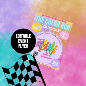 Color Run Editable Digital Flyer Templates, Canva Event Planner ...