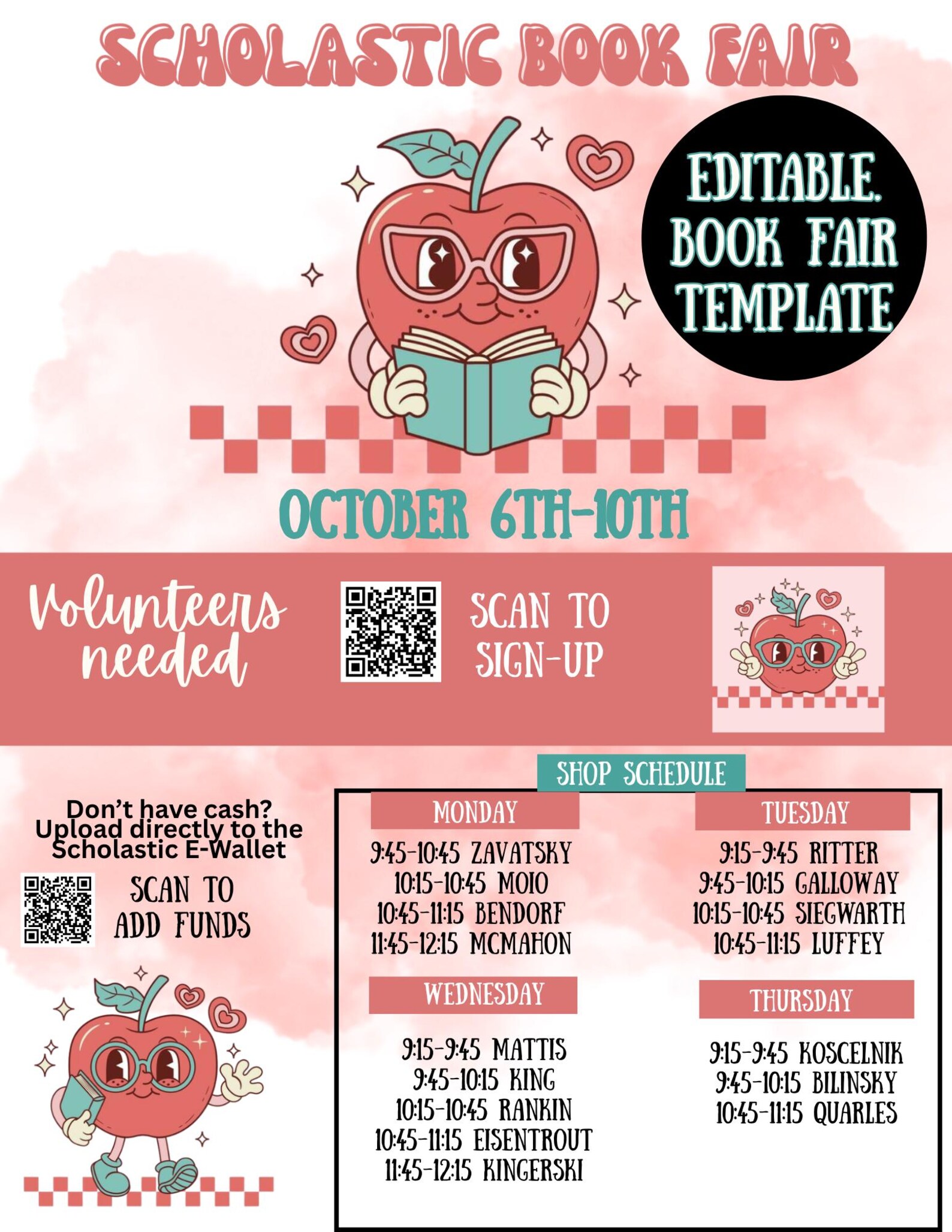 Fall Themed Book Fair for PTA/PTO, Literacy Night, Book Fair, EDITABLE ...