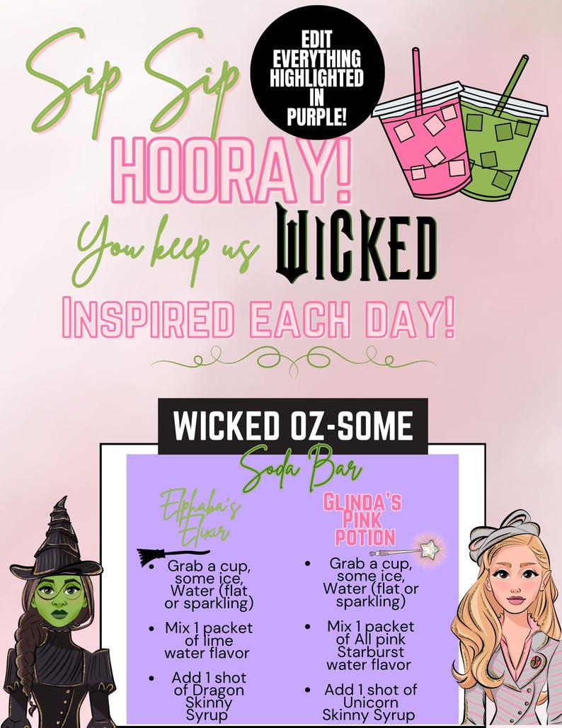 Wicked Drink Recipe Template TEACHER Appreciation-instant Download ...
