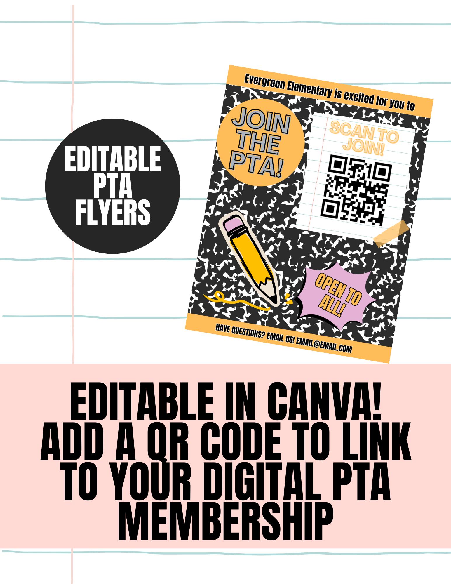 PTO/PTA Membership Join Us Flyer and Meeting Flyer Membership Form ...