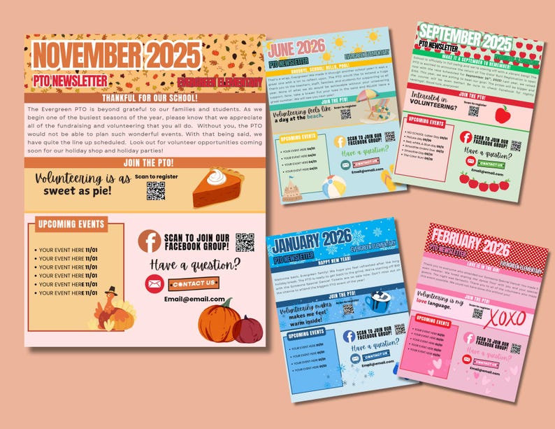 12 Month Editable Newsletter, Editable PTO Newsletter Template, Canva ...