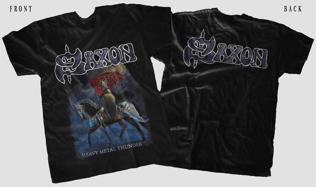 New Dtg/dtf Printed T-shirt - SAXON - Heavy Metal Thunder - Size- S,M,L ...