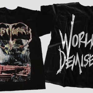 New Dtg/dtf Printed T-shirt - OBITUARY- World Demise - Size- S,M,L,XL,2 ...