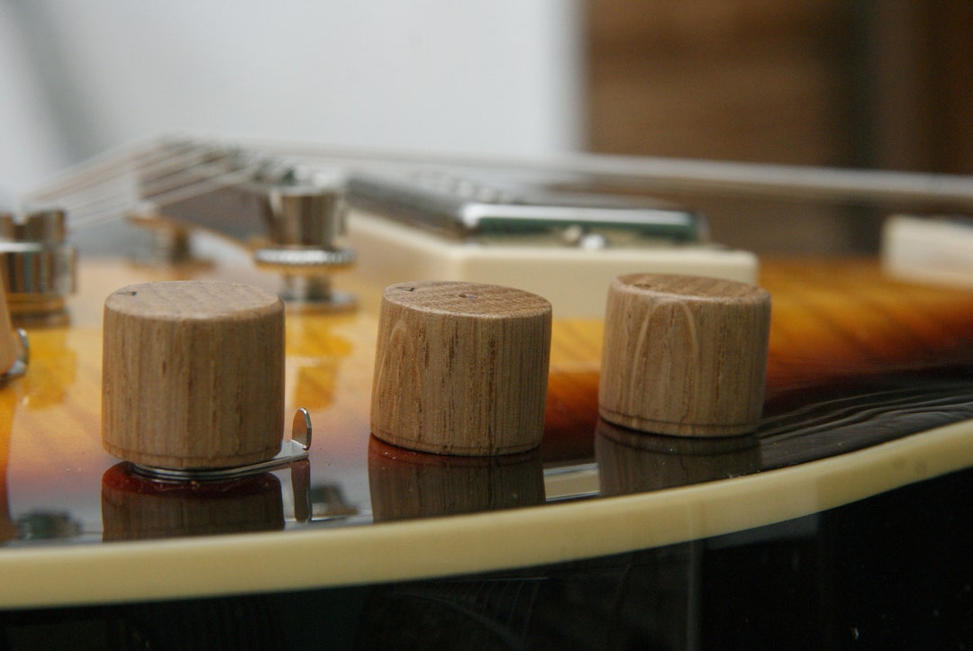 3 Oak Knobs Brass Insert Oak Wood Guitar Knobs With Brass Ring - Etsy